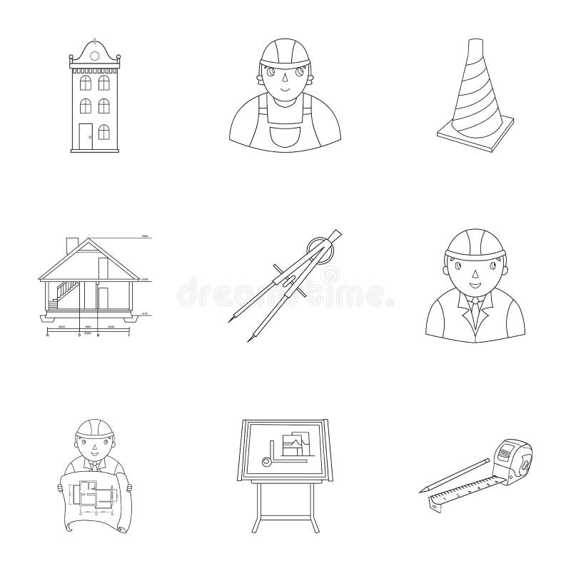A Set of Icons on the Theme of Construction and Architects. Builders ...