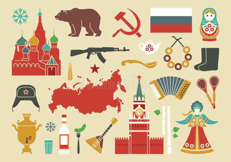 Set of Icons on the Theme of Russia Stock Vector - Illustration of icon ...