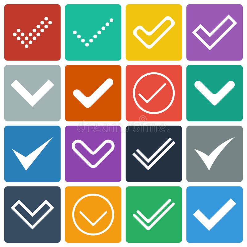 Set of Icons, Ticks, Check Marks Stock Illustration - Illustration of ...