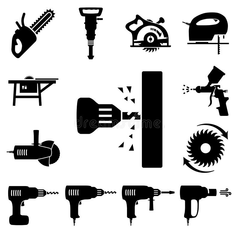 Power tools icons set stock vector. Illustration of building - 57013652