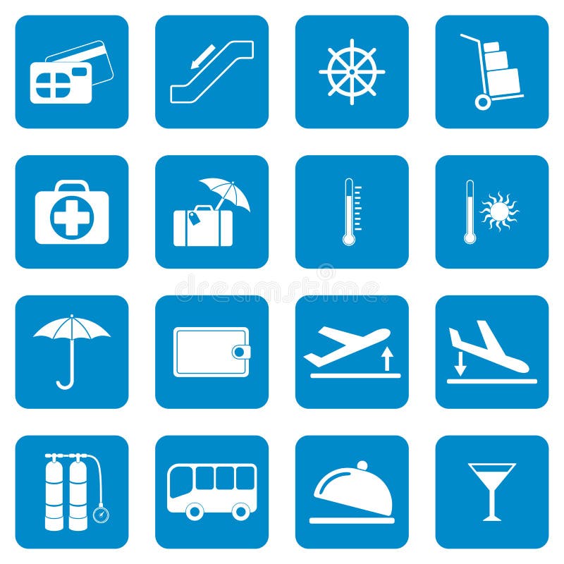 Set of Icons for Travel Services Stock Vector - Illustration of cruise ...
