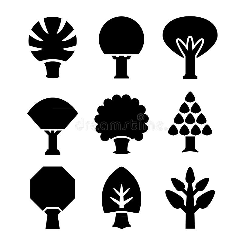 Set icons of trees stock vector. Illustration of forest - 40354674