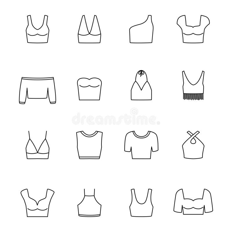 Set of Icons of Trendy Crop Tops, Vector Illustration Stock Vector ...