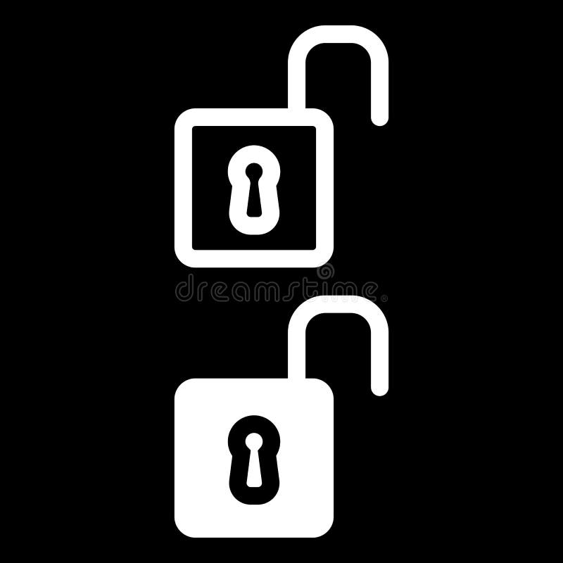 Set Icons of Two Locks Opened. Vector Isolated on Black Background ...