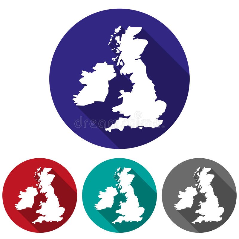 Set of Icons UK Map in a Flat Design Stock Illustration - Illustration ...