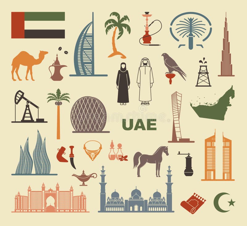 Set of Icons United Arab Emirates Stock Vector - Illustration of sail ...