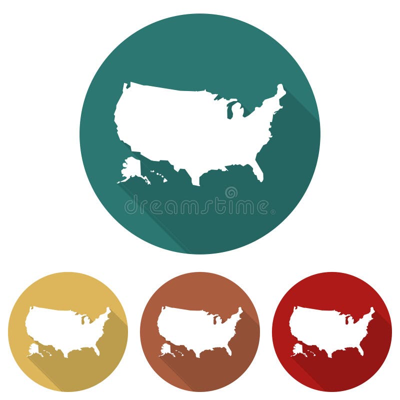 Set of Icons USA Map in a Flat Design Stock Illustration - Illustration ...