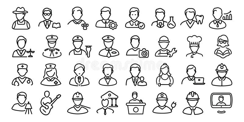 Set of Icons of Various Professions. Vector Illustration. Stock Vector ...