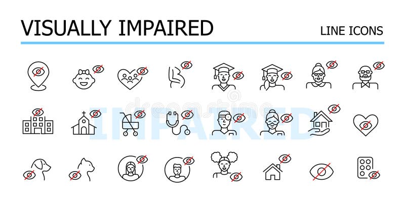 Set of Icons for Visually Impaired People, Inclusivity for Disability ...
