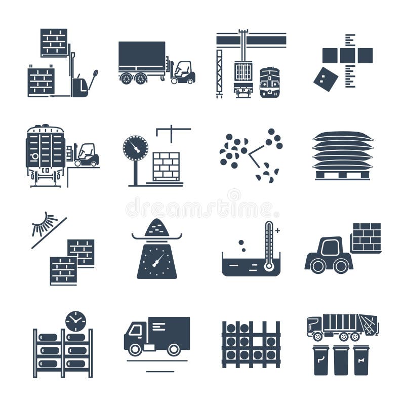 Set of Icons Warehousing, Storage of Goods Stock Vector - Illustration ...