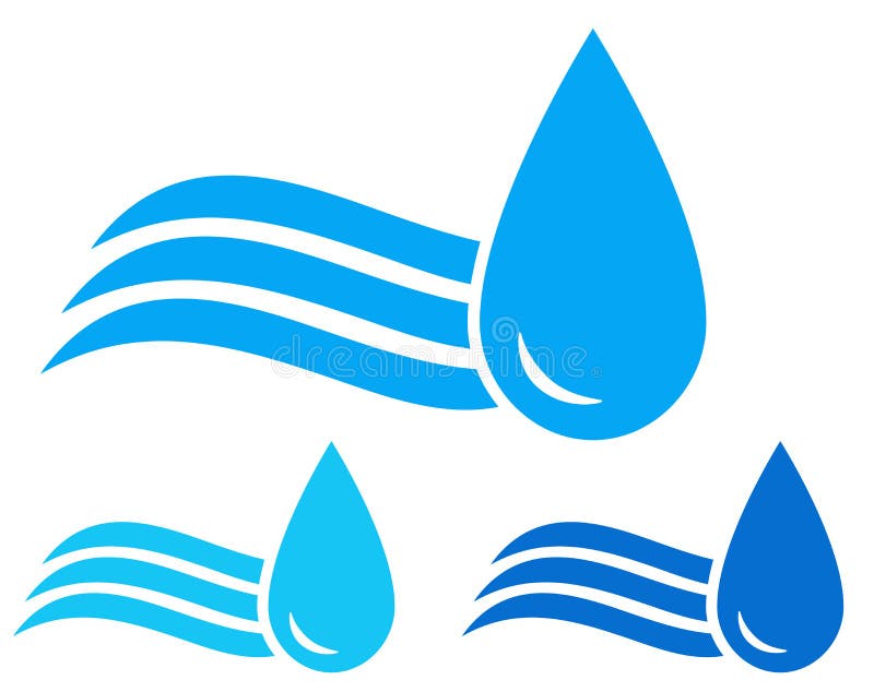 Set of Icons with Wave and Water Drops Stock Vector - Illustration of ...