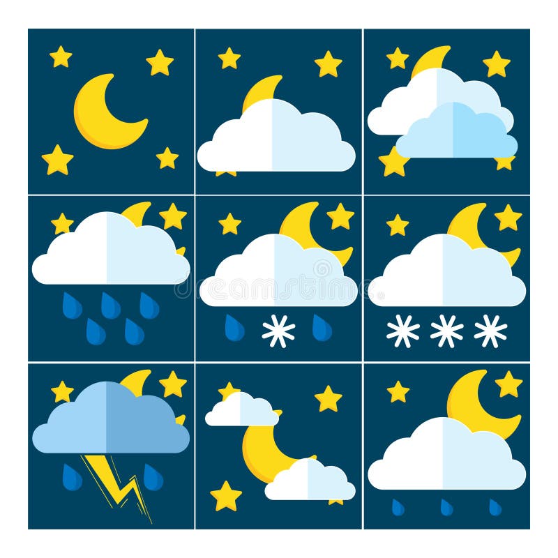 A Set of 9 Icons for Weather Forecasting Stock Vector - Illustration of ...