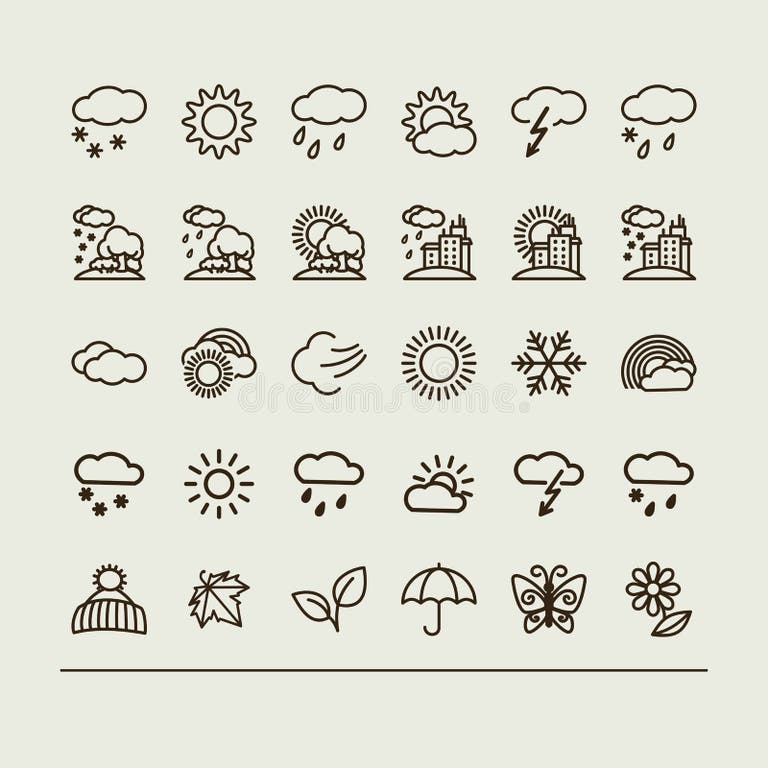 Weather Icons Line Drawing Stock Illustrations – 6,012 Weather Icons ...