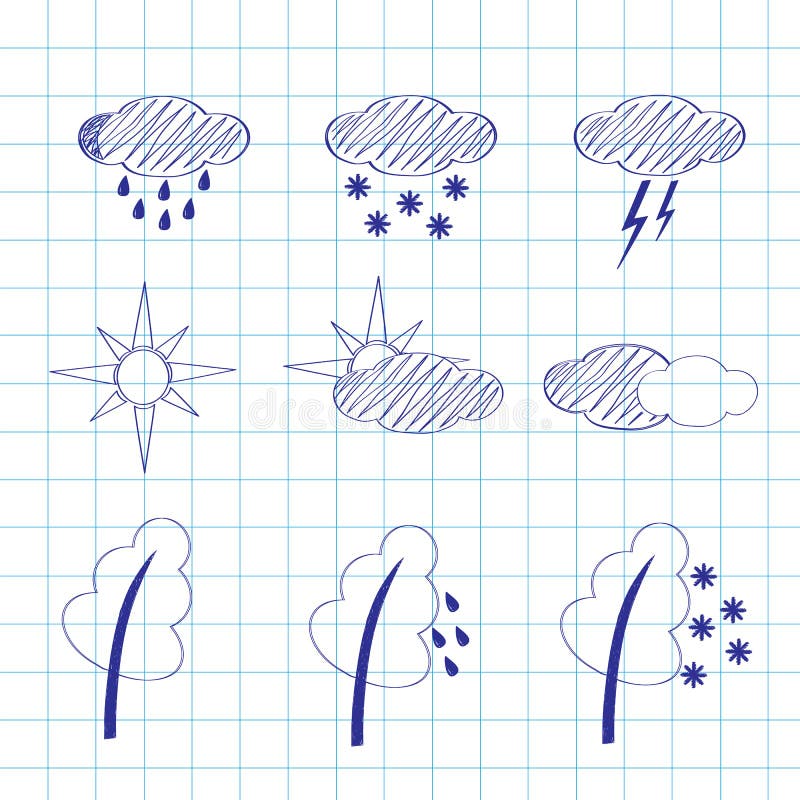 Set of icons of weather stock vector. Illustration of school - 85491973
