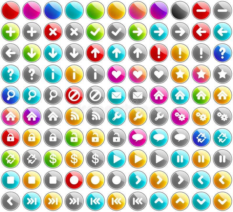Set of icons for website stock illustration. Illustration of color ...