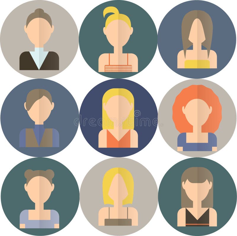 Set of Icons of Women in Flat Style Stock Vector - Illustration of ...