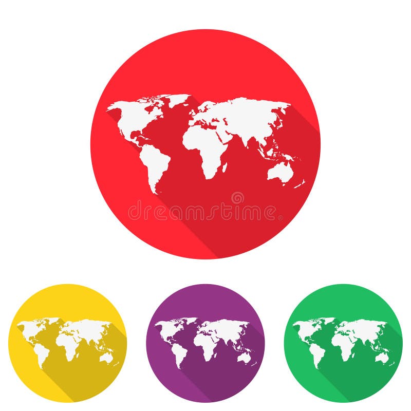 Set of Icons World Map in a Flat Design Stock Illustration ...