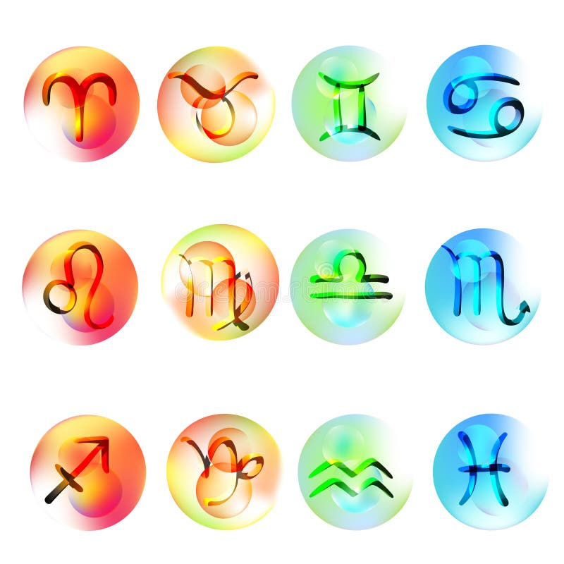 Set Icons Zodiac Signs Hand Drawing Stock Illustration Illustration
