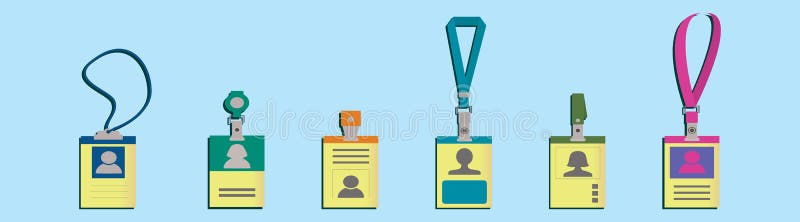 Set of Id Card Cartoon Icon Design Template with Various Models. Vector ...