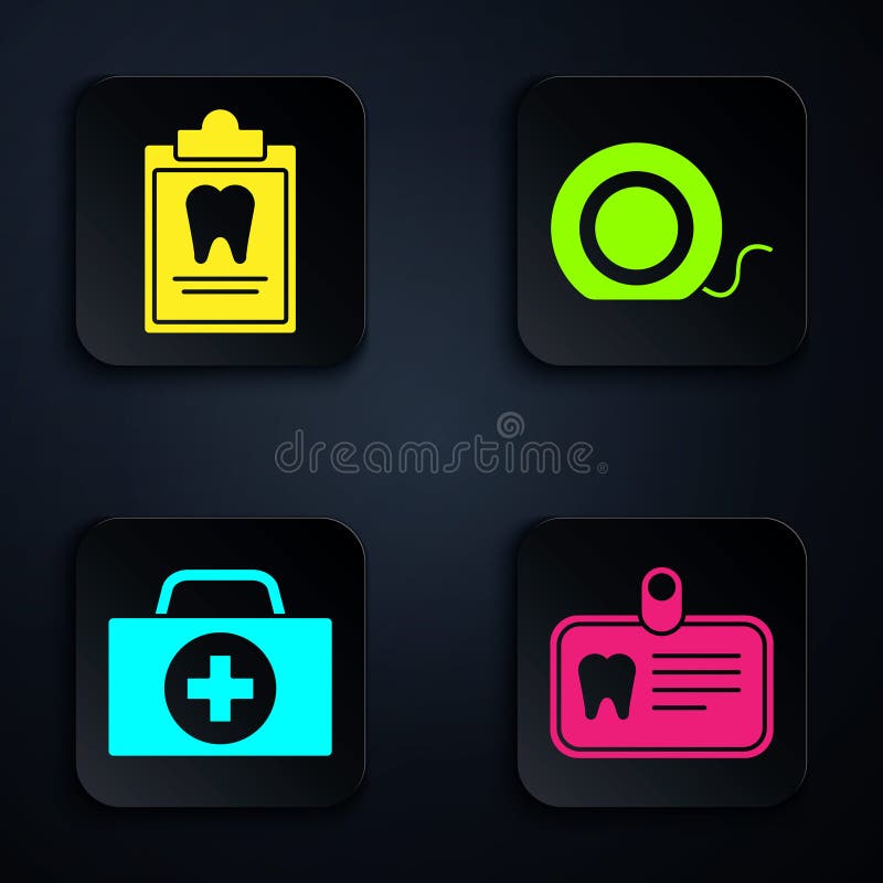 Set Id Card with Tooth, Clipboard with Dental Card, First Aid Kit and ...