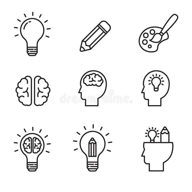 Set of Idea and Creativity Icons with Linear Style Stock Vector ...