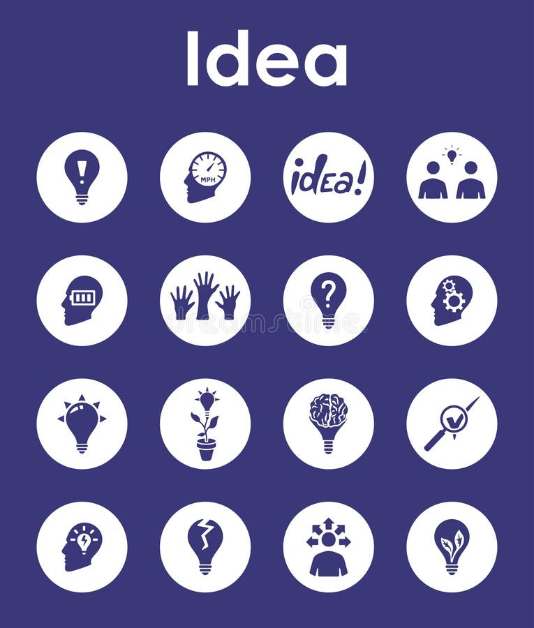 Set of idea simple icons stock vector. Illustration of creativity ...
