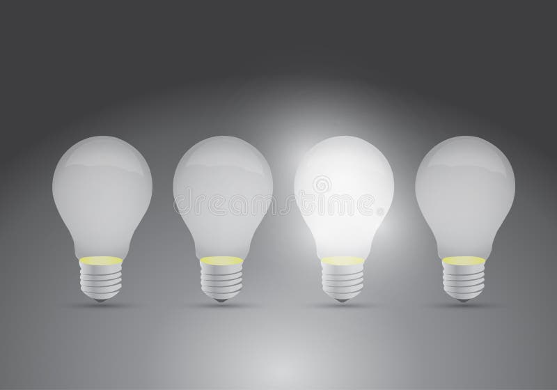 Leadership Concept. One Glowing Light Bulb Standing in Front of Stock ...