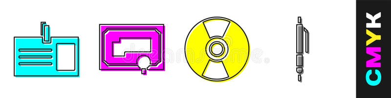 Set Identification Badge, Certificate Template, CD or DVD Disk and Pen ...