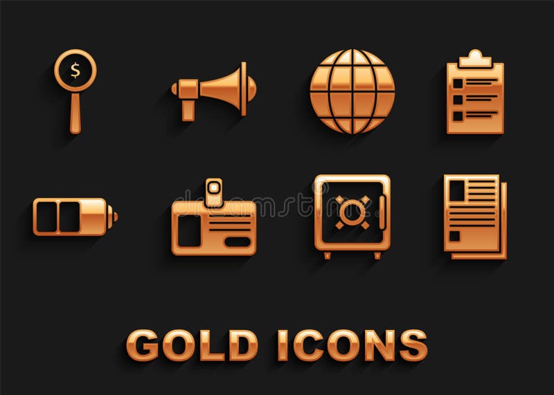 Set Identification Badge, Clipboard with Checklist, File Document, Safe ...