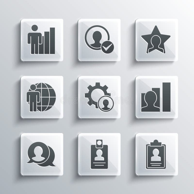 Set Identification Badge, Clipboard with Resume, Productive Human, Head ...