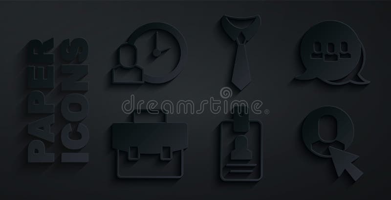 Set Identification Badge, Project Team Base, Briefcase, Worker, Tie and ...