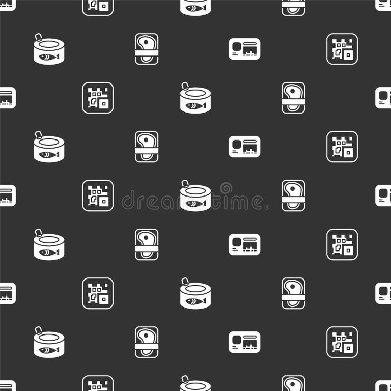 Set Identification Badge, QR Code, Canned Fish and Meat Packaging Steak ...