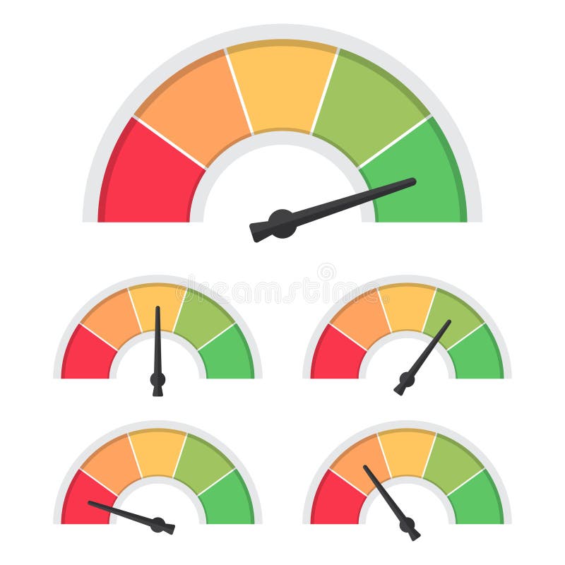 Set of Idicator Satisfaction Customer in a Flat Design. Speedometer ...
