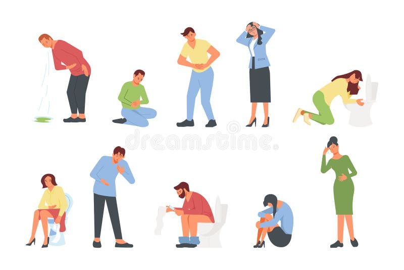 Set of Ill Different Sick People Isolated on White Background Stock ...