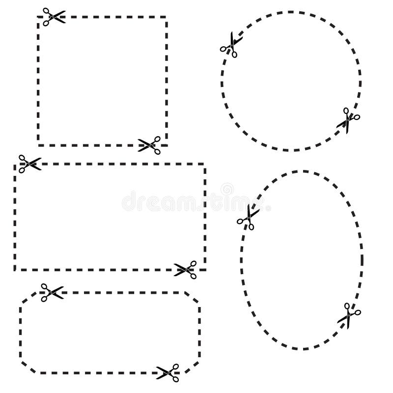 Set of Illustration of a Cut Out Coupon Rectangle Shape with Scissors ...