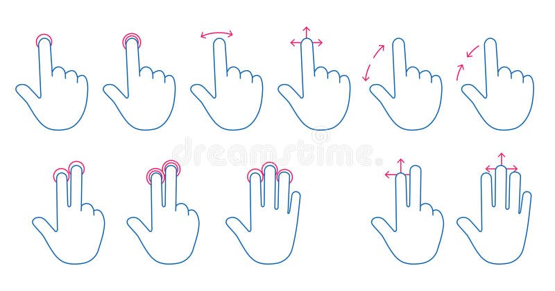 Set Illustration of Hand Gesture Icons for Touchscreen Interaction ...