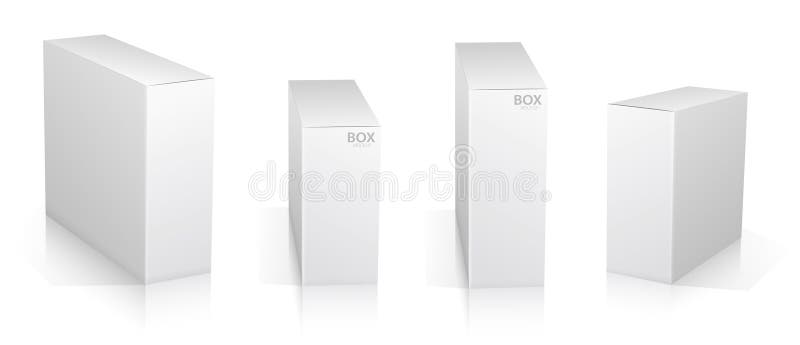 Set Illustration of Super Realistic White Box Mockup Design Isolated ...