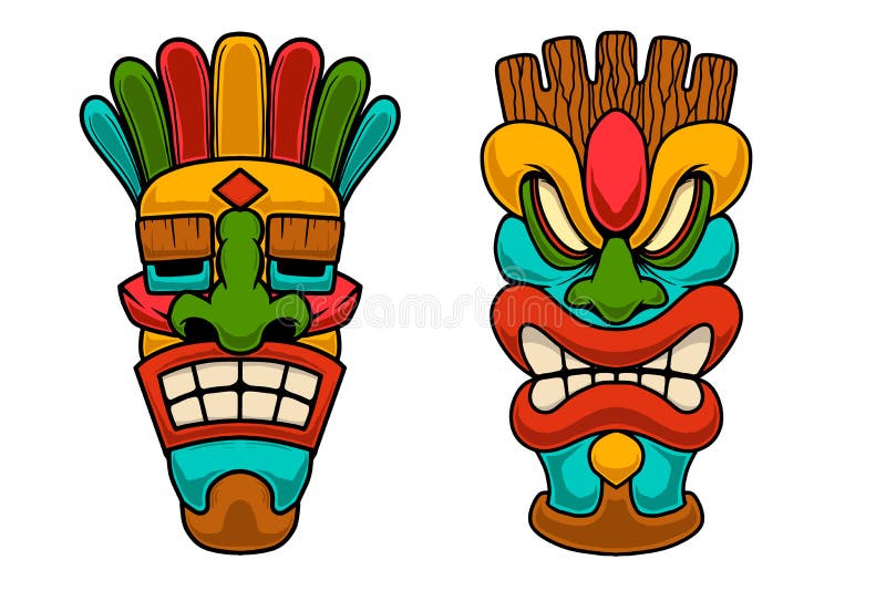 Set of Illustration of Tiki Idol. Design Element for Poster, Card ...