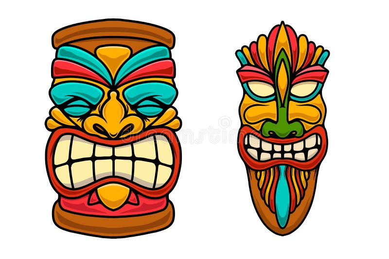 Set of Illustration of Tiki Idol. Design Element for Poster, Card ...