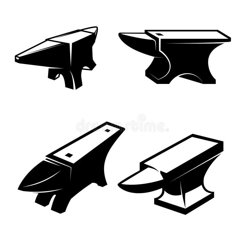 Set of Illustrations of Blacksmith Anvil . Design Element for Logo ...