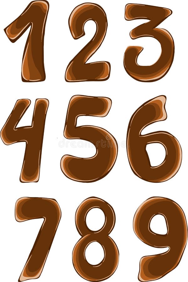 Set of Illustrations Chocolate Numbers Stock Vector - Illustration of ...