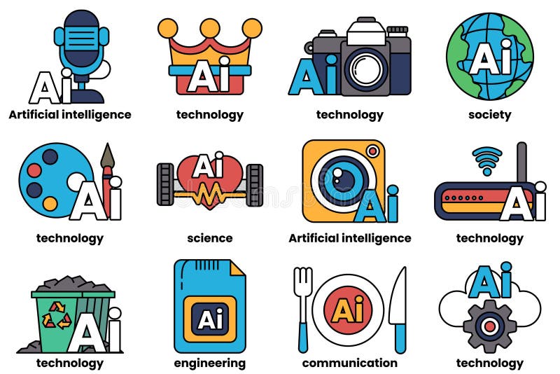Set of Illustrations in the Concept of Artificial Intelligence and ...