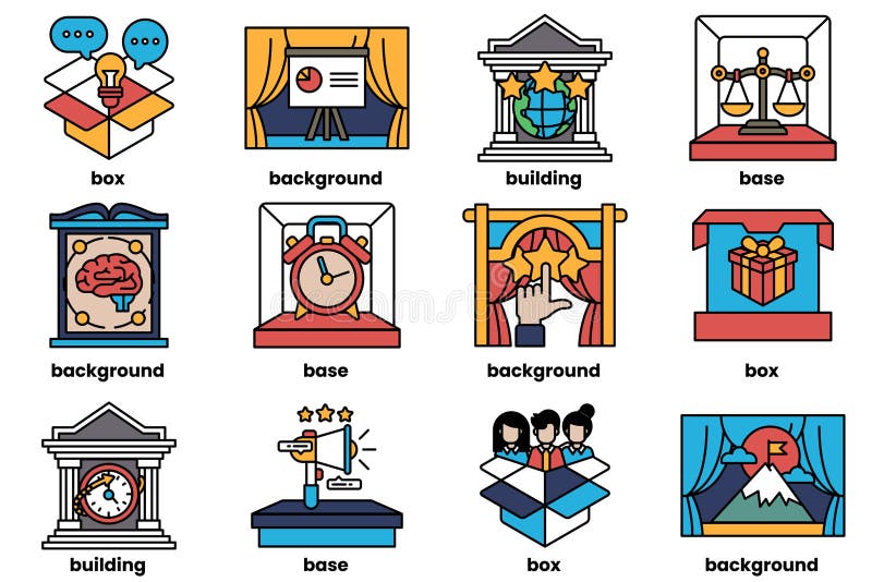 Set of Illustrations in the Concept of Business Background and Objects ...
