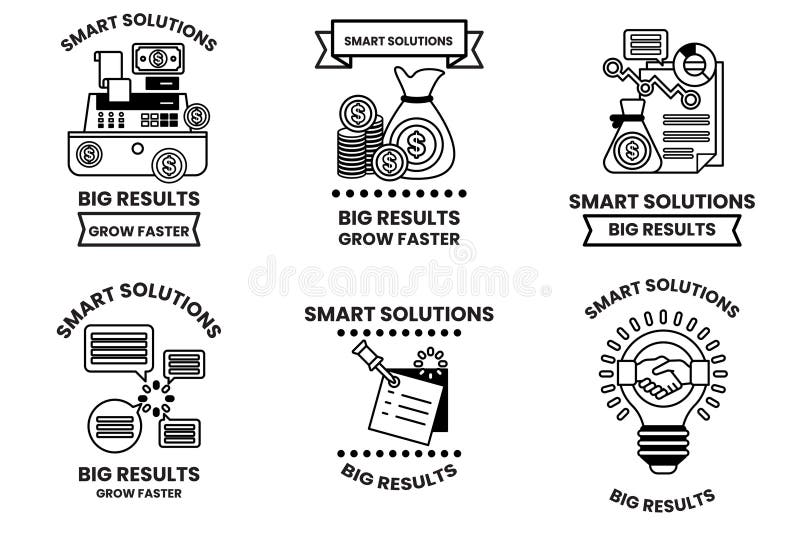 Set of Illustrations in the Concept of Business and Digital in Line Art ...