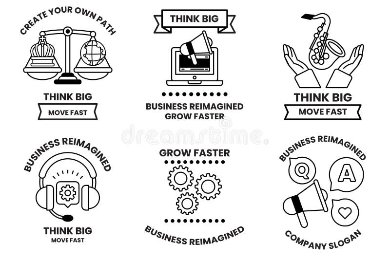 Set of Illustrations in the Concept of Business and Digital in Line Art ...