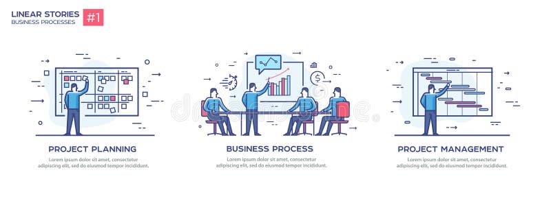 Set of Illustrations Concept with Businessmen. Workflow, Growth ...