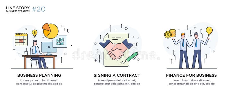 Set of Illustrations Concept with Businessmen. Workflow, Growth ...
