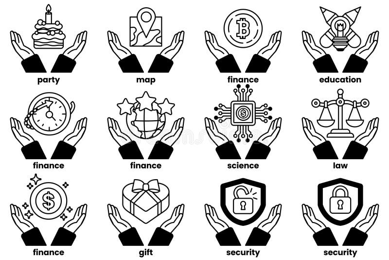 Set of Illustrations in the Concept of Human Hands Holding Things in ...