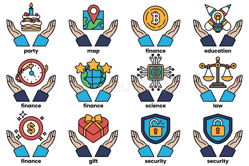 Set of Illustrations in the Concept of Human Hands Holding Things in ...