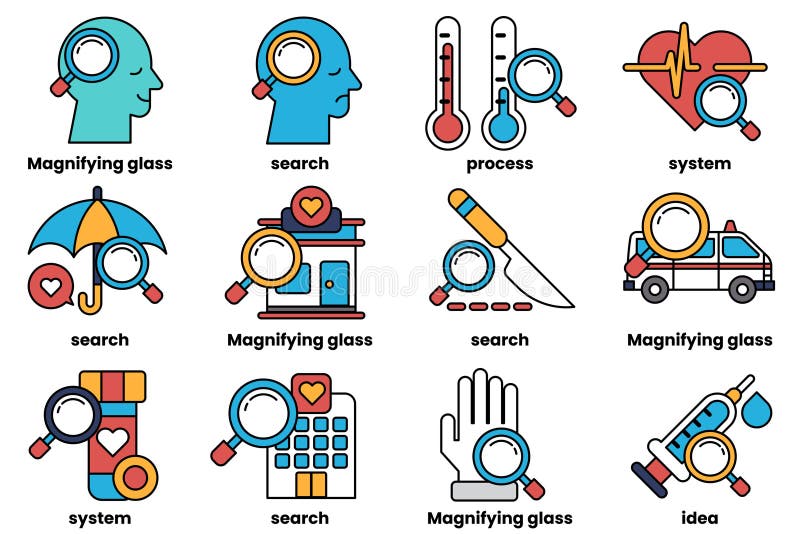 Set of Illustrations in the Concept of Medicine and Science in Line Art ...